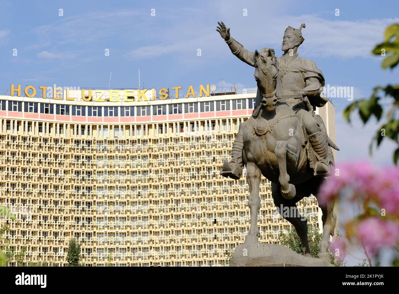 Tashkent Uzbekistan monument statue to the warrior Amir Timur in Amir ...