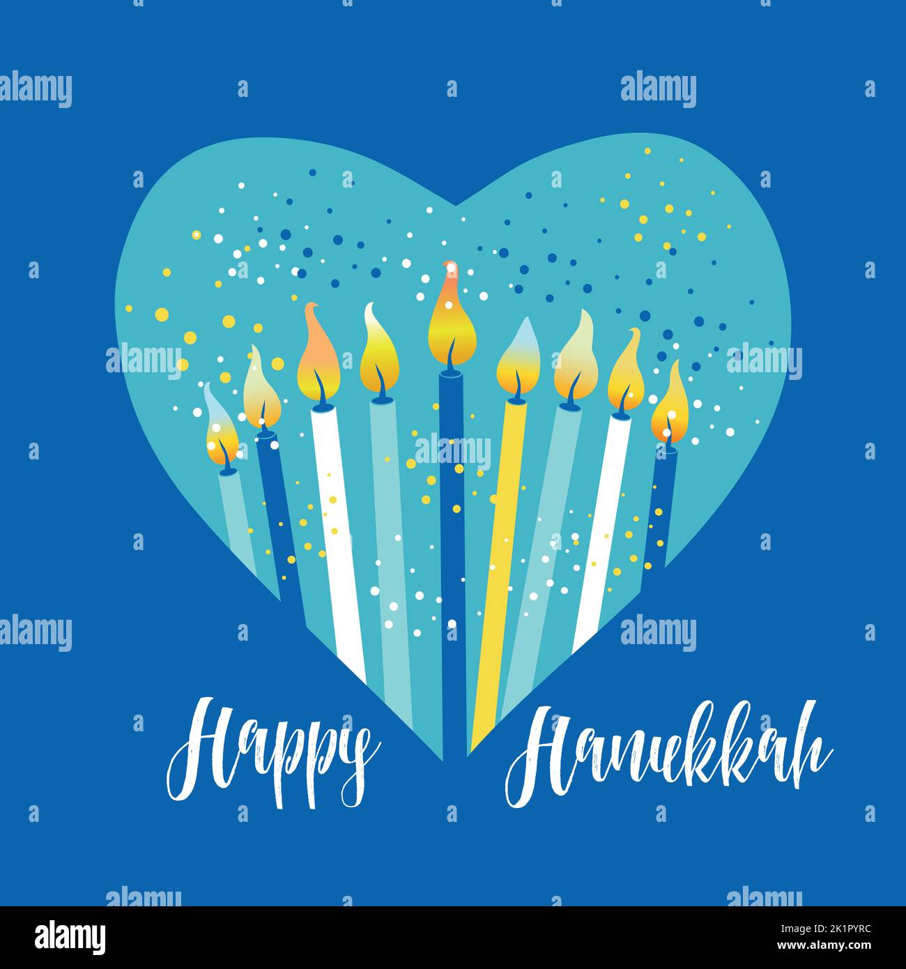 Jewish holiday Hanukkah greeting card traditional Chanukah symbols ...