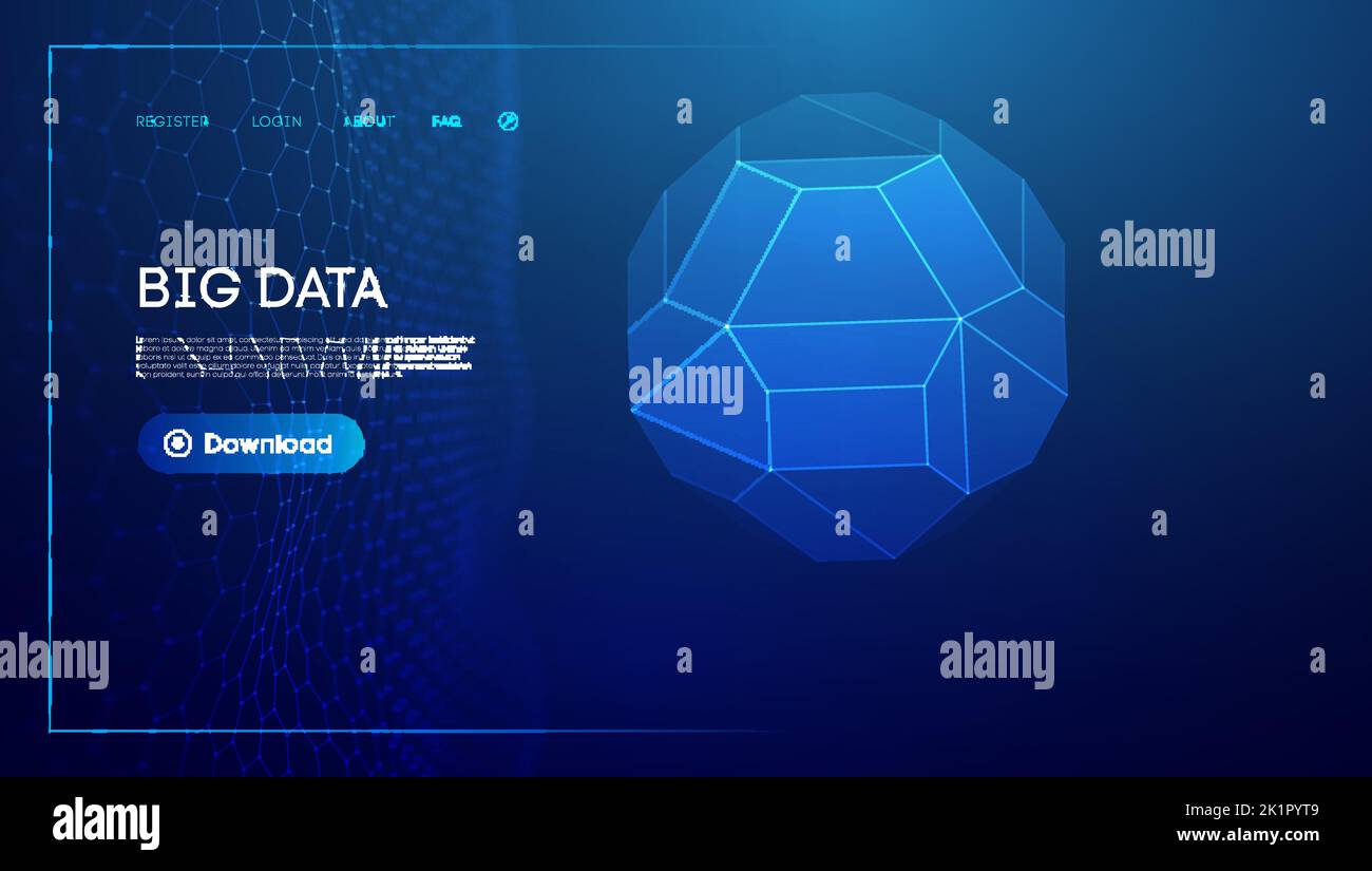Technology sphere 3d. Blue big data background. Wireframe mesh protect globe Stock Vector Image ...