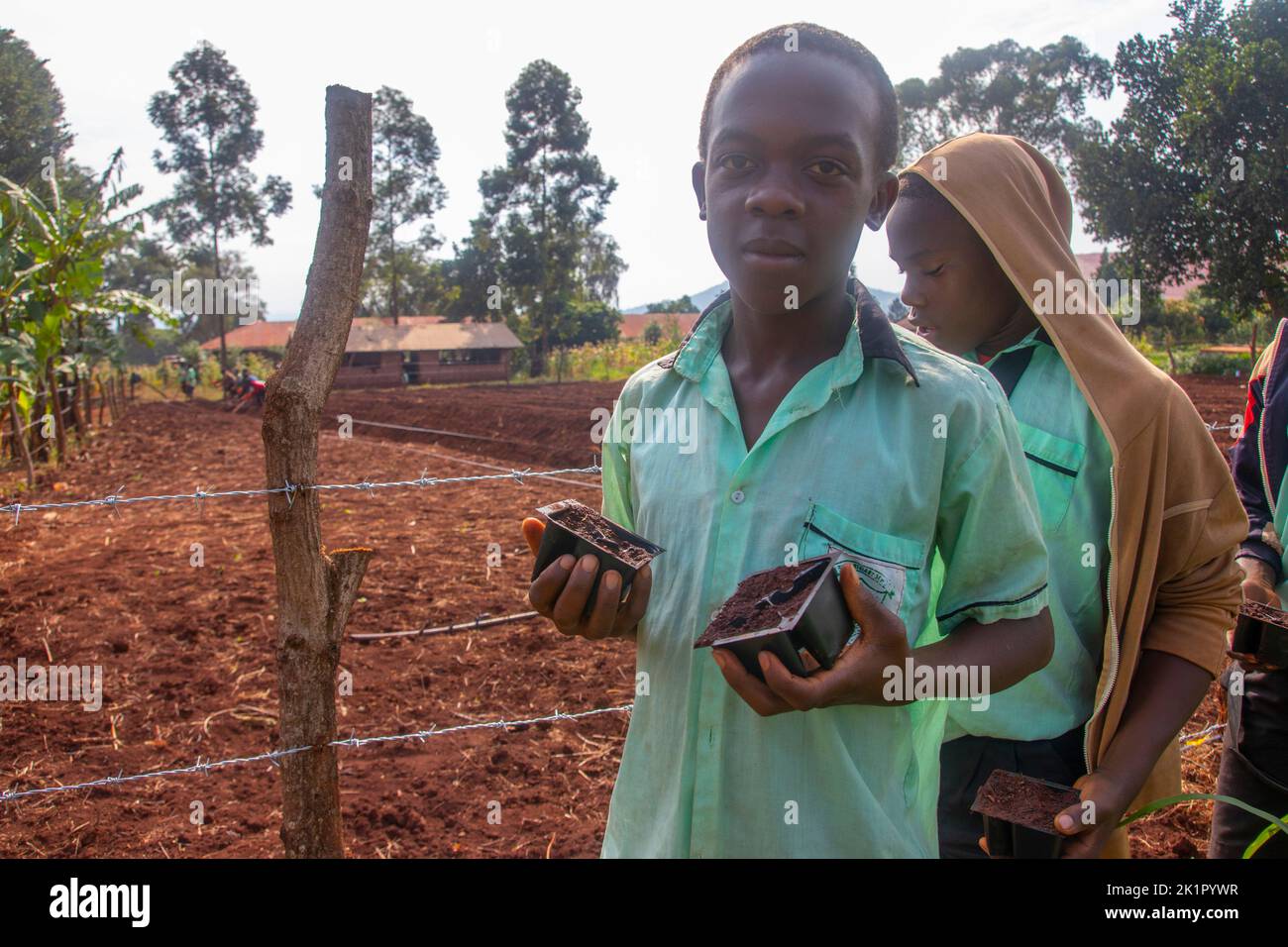 School kids were preparing their land to plant several fruit and ...