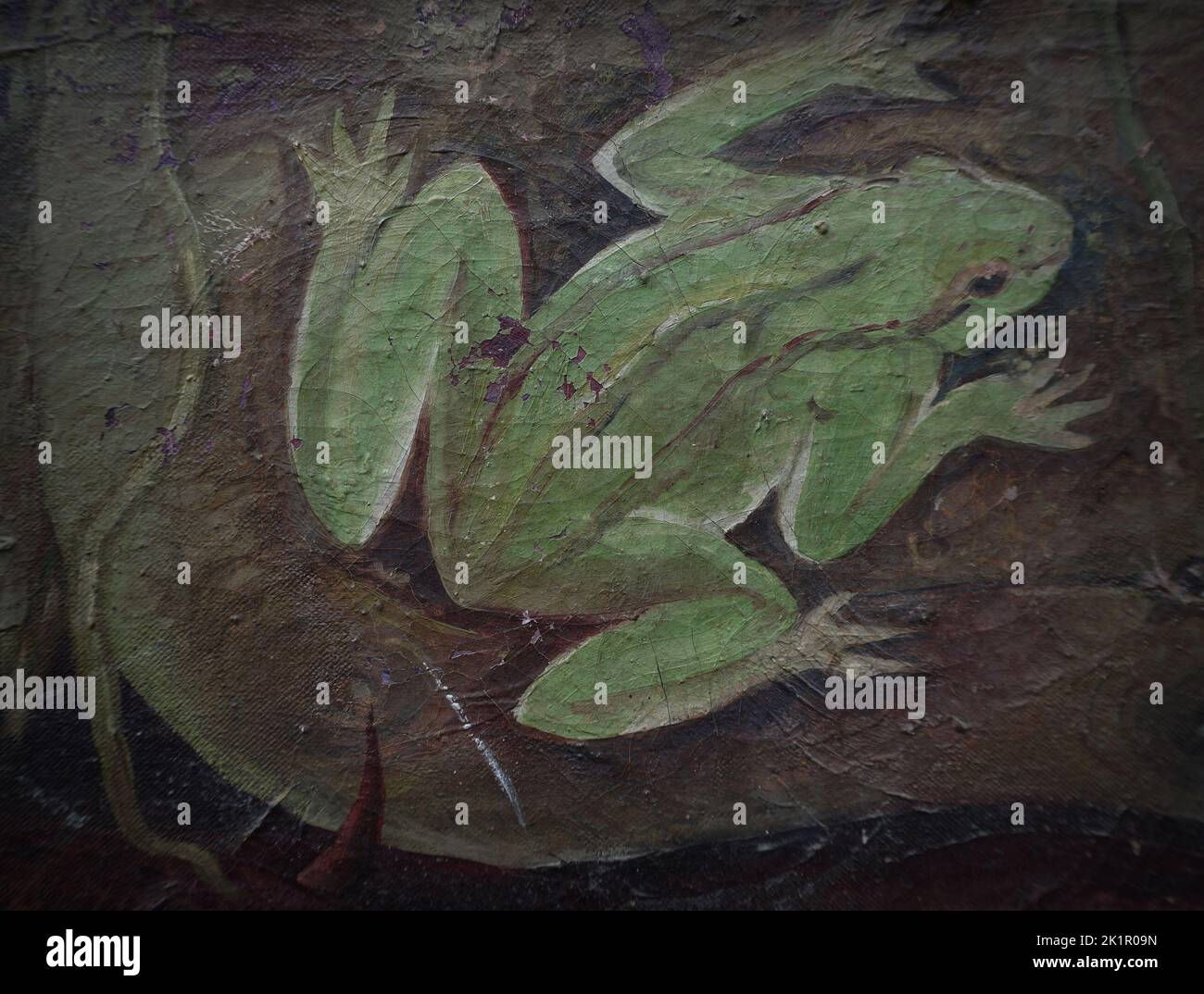painting Abstract oil color Background green frog , nature scary Stock ...