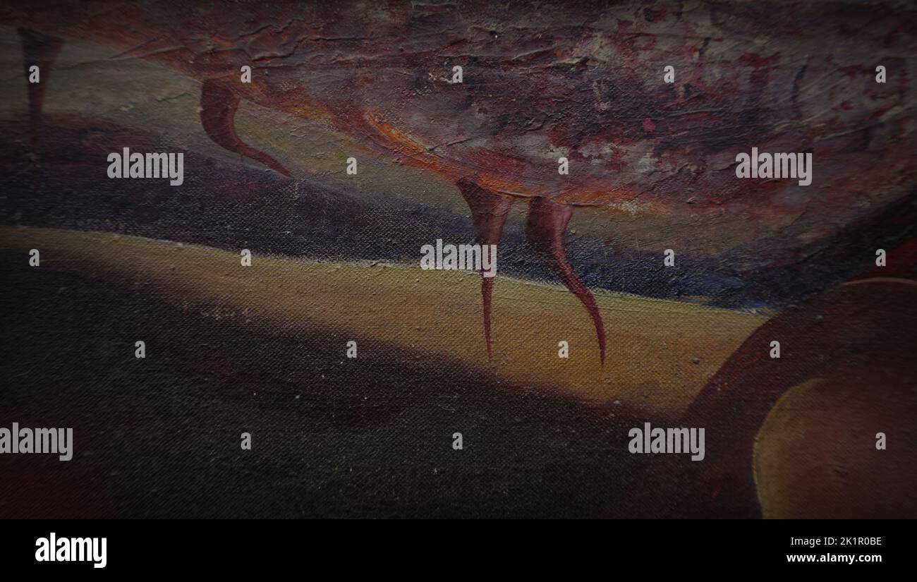 Painting oil color Abstract geometric shapes nature scary Stock Photo ...