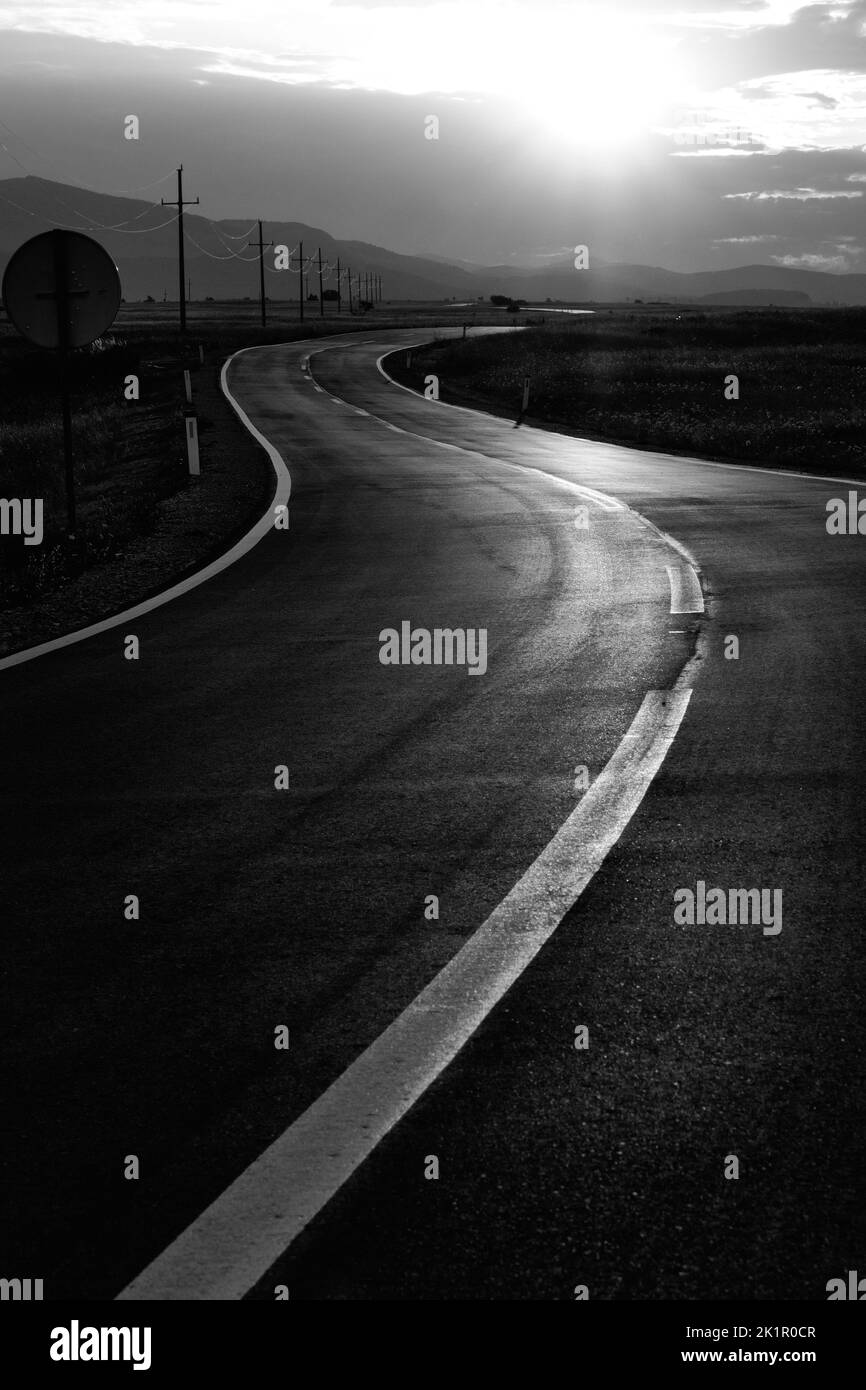 Highway and highway landscape Black and White Stock Photos & Images - Alamy