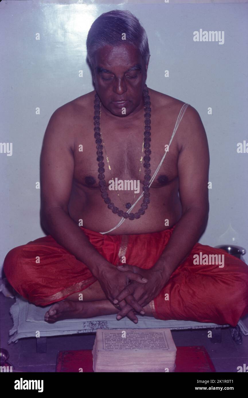 Traditionally Dressed Brahmin, Reading Scriptures of Prayers Stock ...