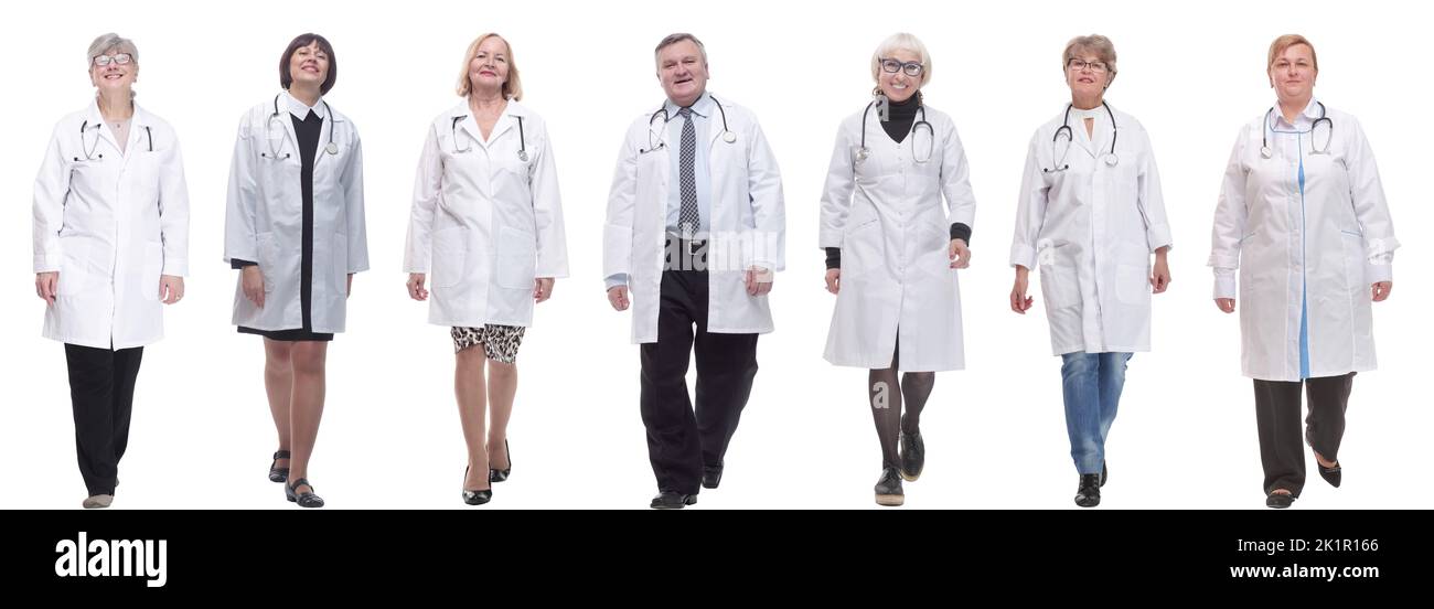 group of doctors in motion isolated on white Stock Photo - Alamy