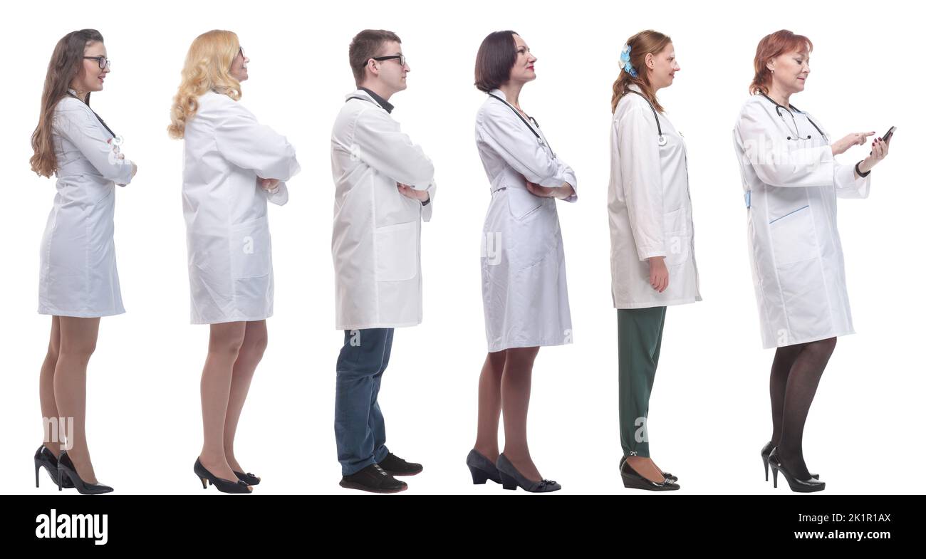 group of doctors in profile isolated on white Stock Photo - Alamy