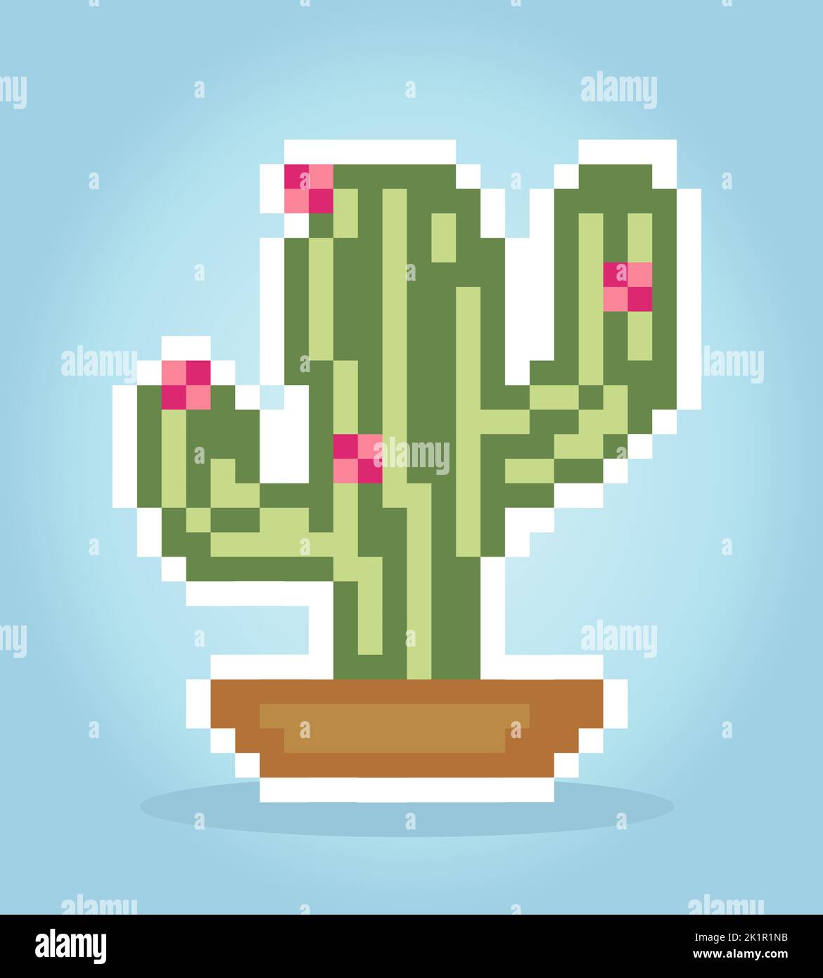 8 bit pixel cactus tree. natural object for game assets in vector ...