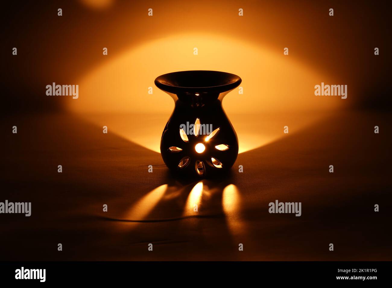 incense burner censer with smoke and white background.Ornamental Arabic ...