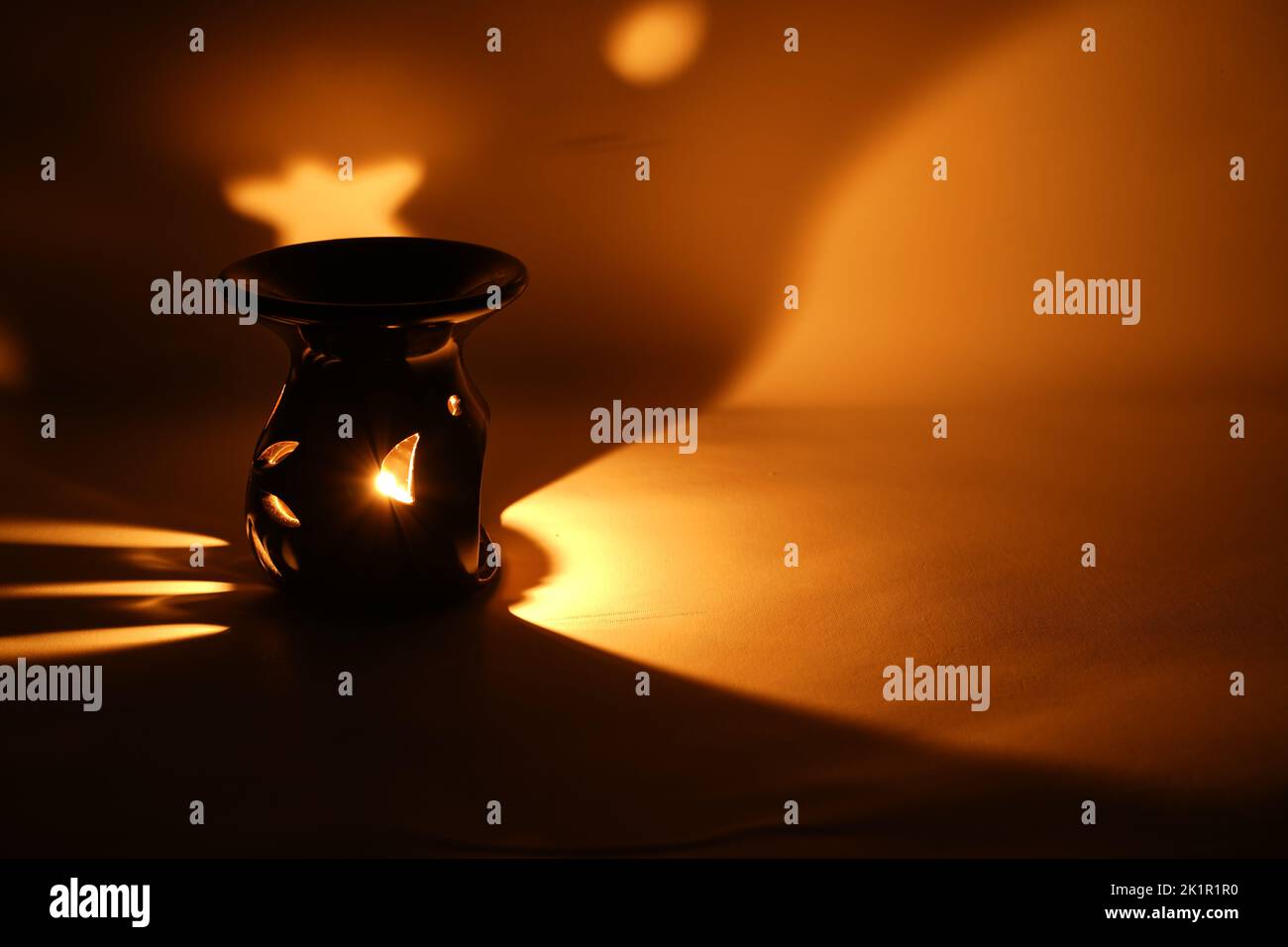 incense burner censer with smoke and white background.Ornamental Arabic ...