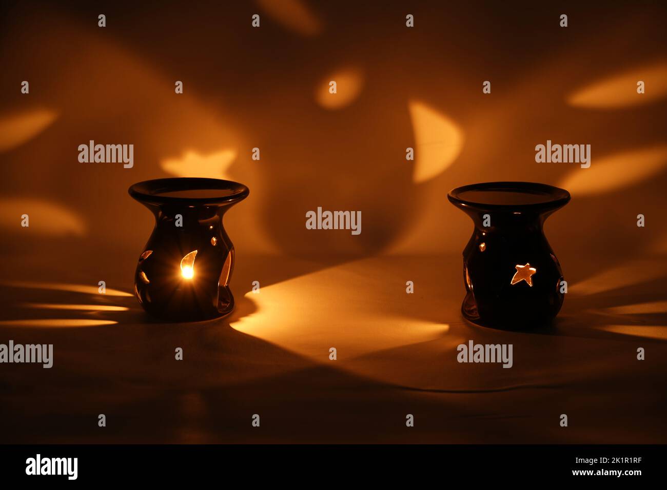 incense burner censer with smoke and white background.Ornamental Arabic ...