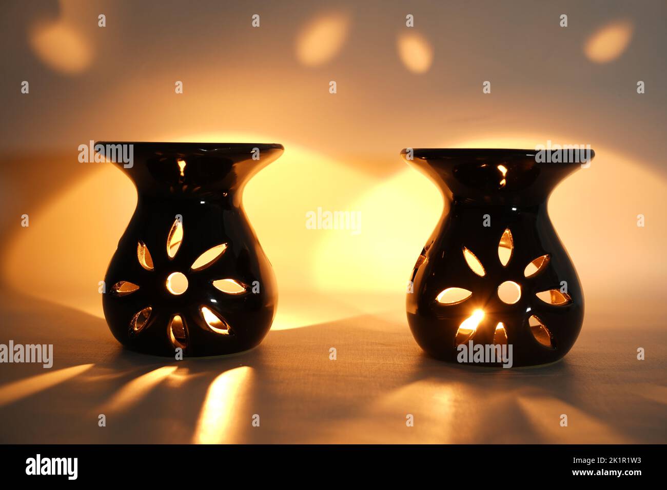 incense burner censer with smoke and white background.Ornamental Arabic ...