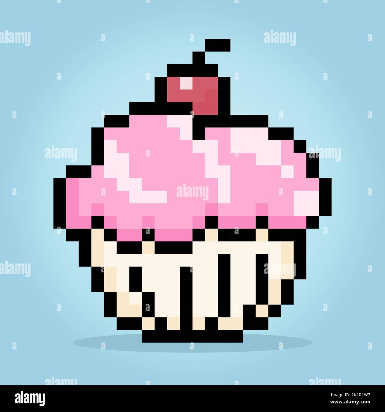 Pixel 8 bit cupcake. Food dishes in vector illustrations Stock Vector ...