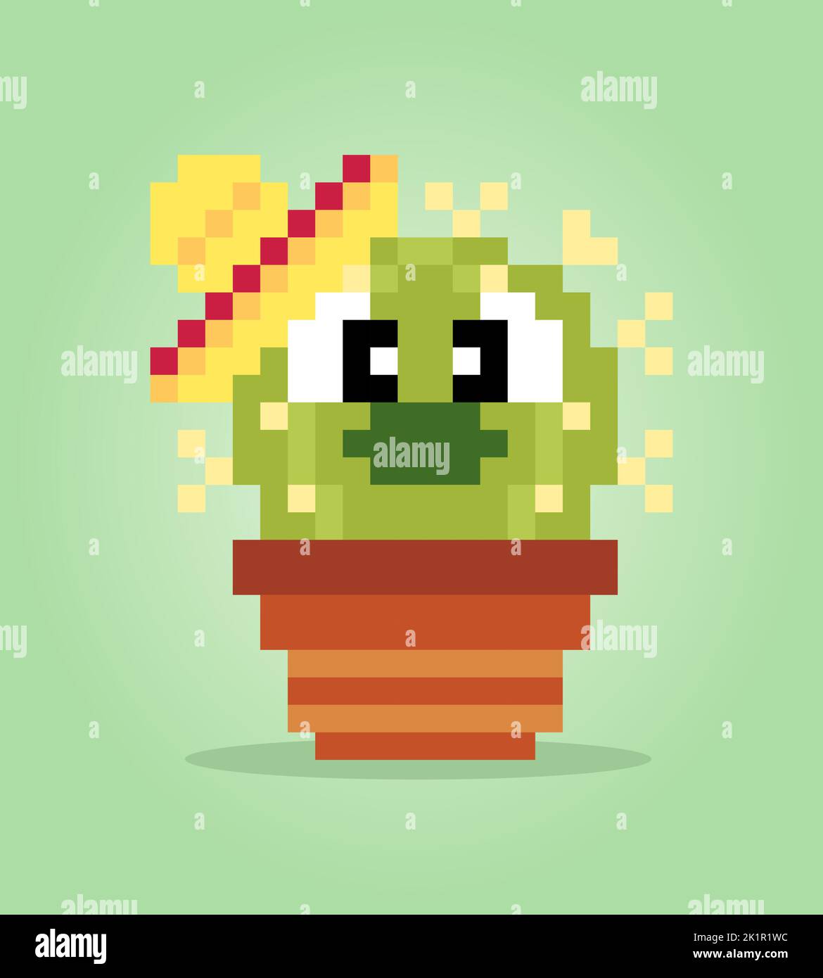 8 bit pixel cactus tree. natural object for game assets in vector ...
