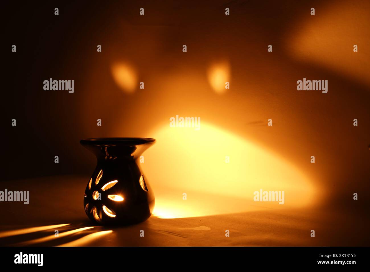 incense burner censer with smoke and white background.Ornamental Arabic ...