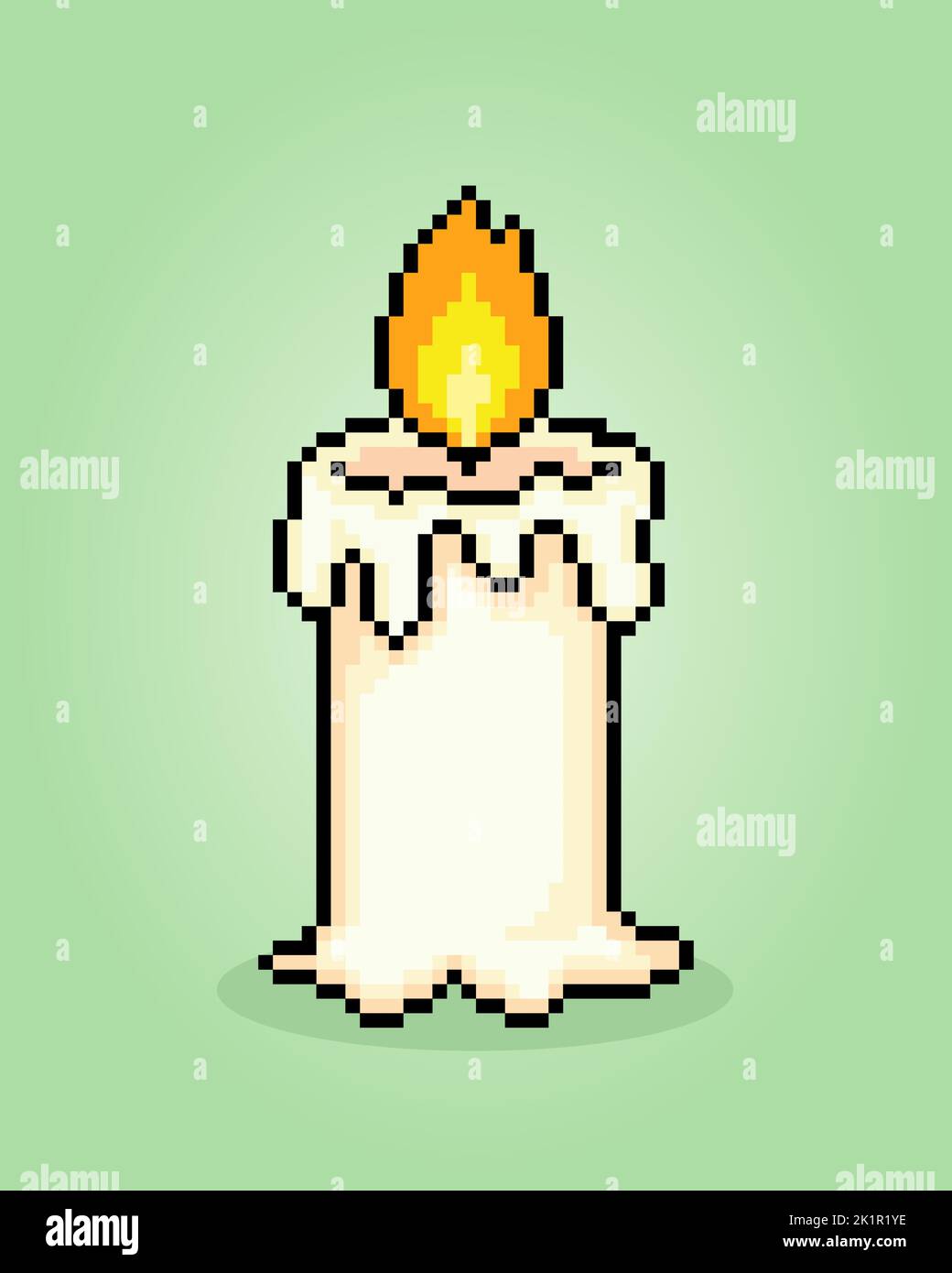 8 bit pixel candle. object items for game assets in vector illustration ...