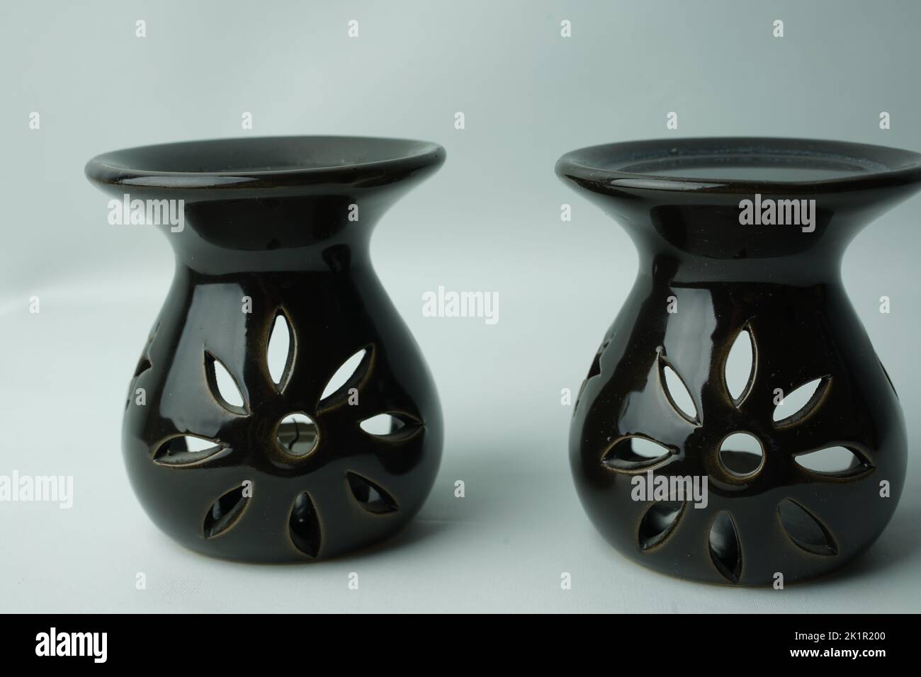 incense burner censer with smoke and white background.Ornamental Arabic ...