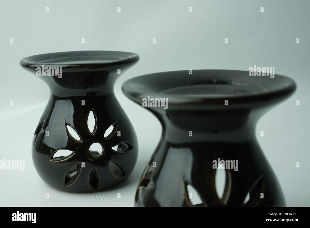 incense burner censer with smoke and white background.Ornamental Arabic ...