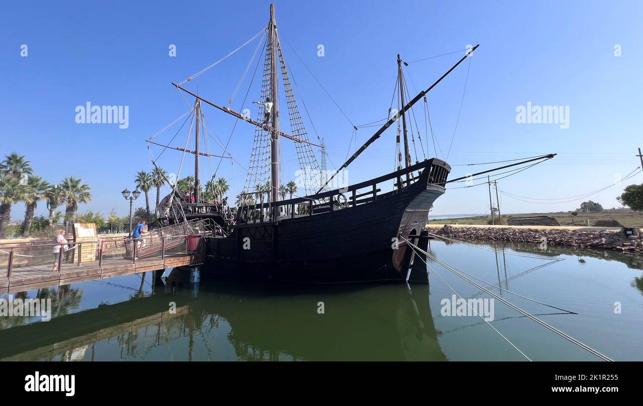 Reproduction of the ships of the discovery of America Stock Photo - Alamy