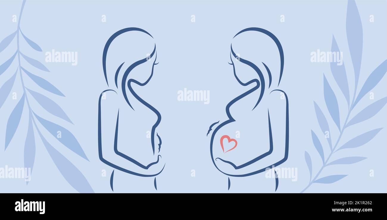 pregnant and not pregnant woman baby belly Stock Vector Image & Art - Alamy