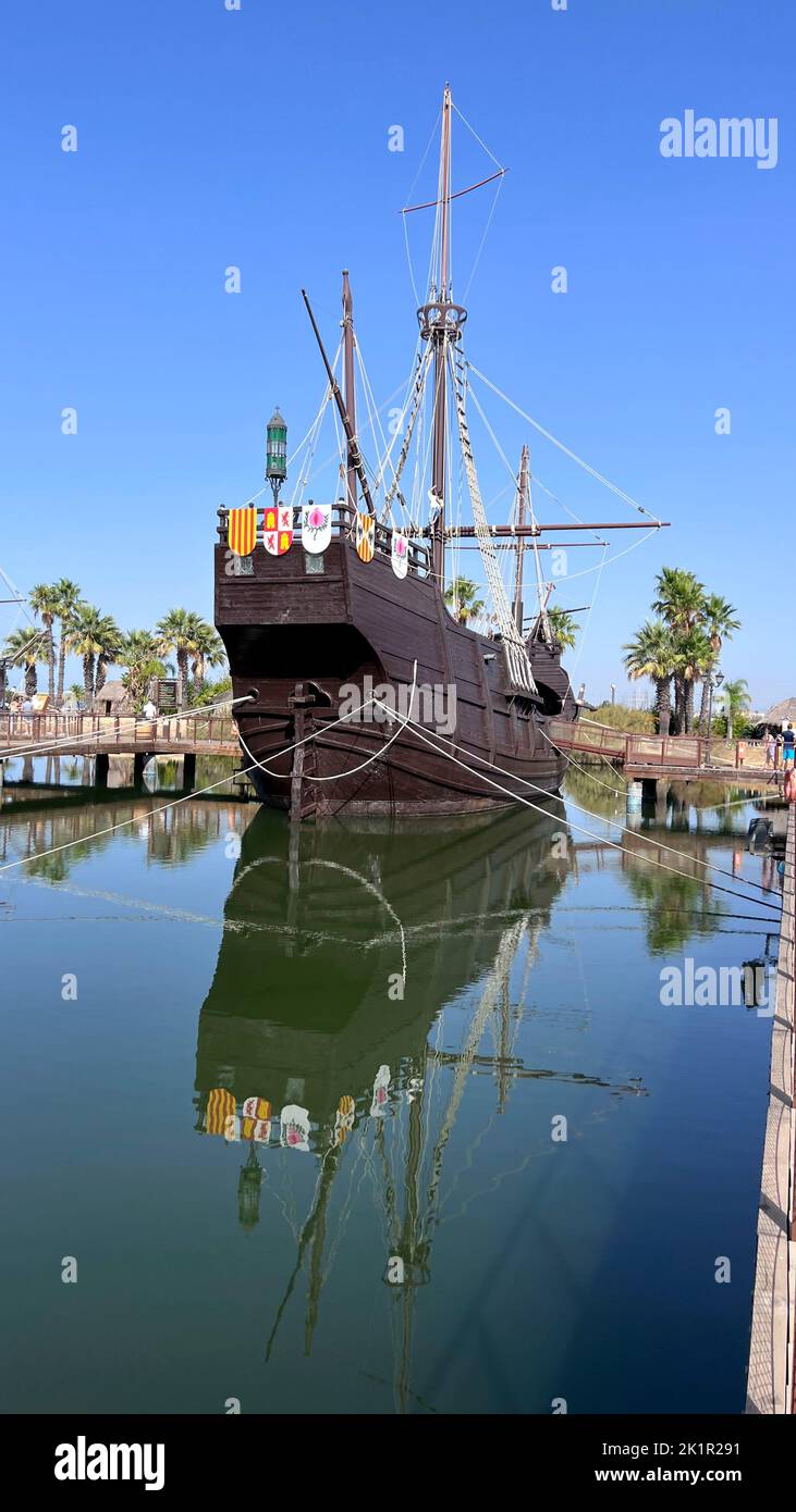 Reproduction of the ships of the discovery of America Stock Photo - Alamy