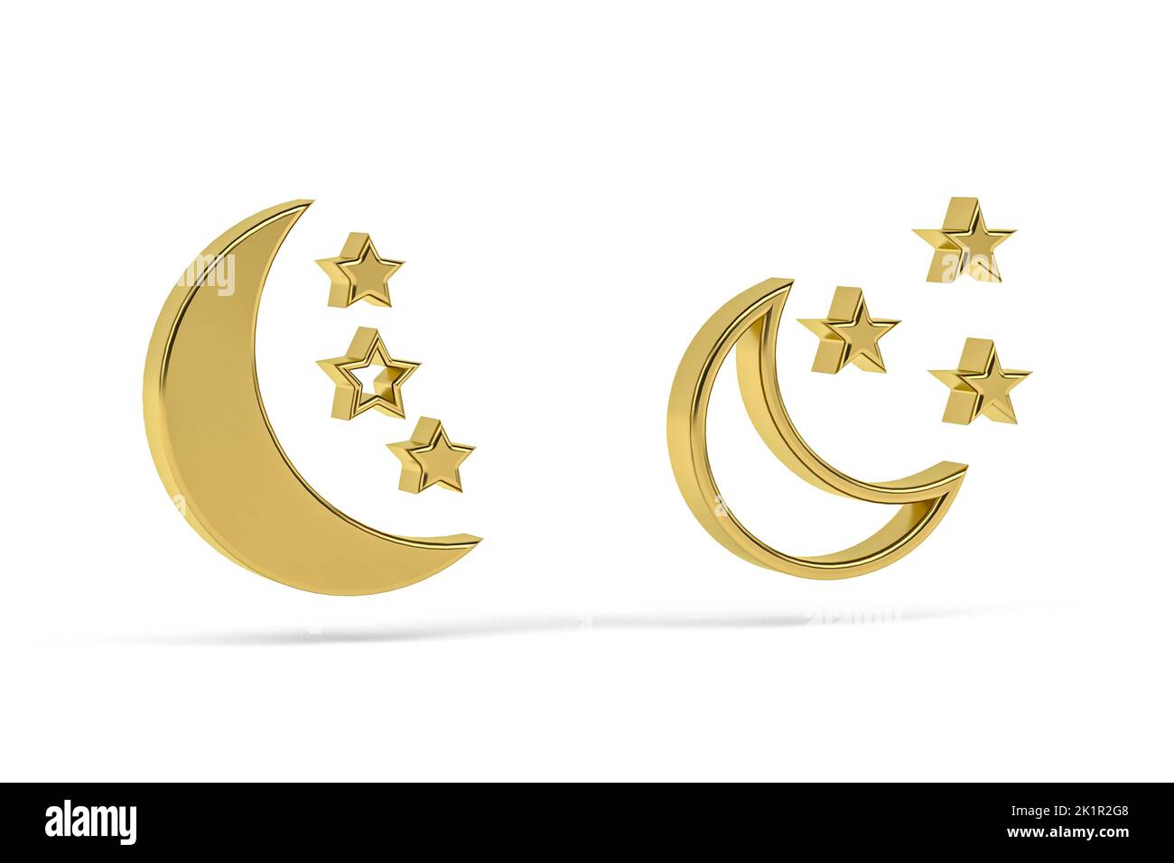 Golden 3d moon icon isolated on white background - 3d render Stock ...
