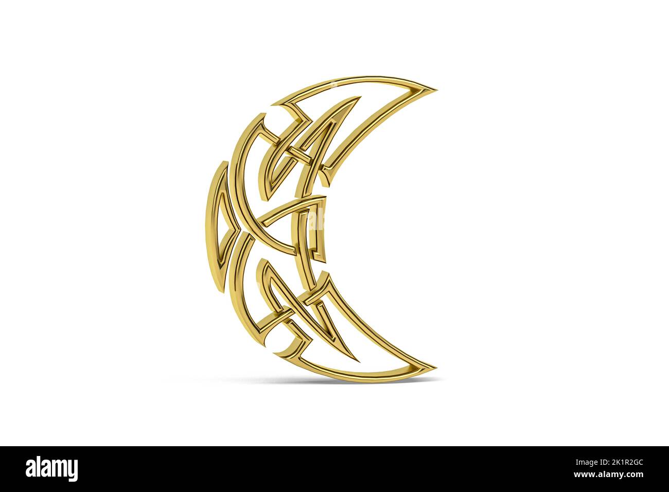 Golden 3d moon icon isolated on white background - 3d render Stock ...