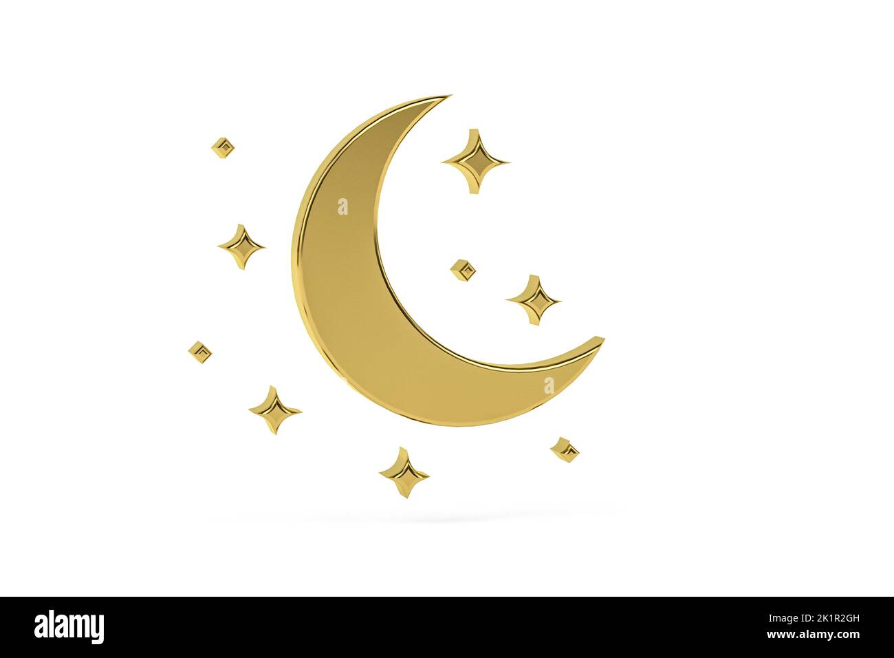 Golden 3d moon icon isolated on white background - 3d render Stock ...