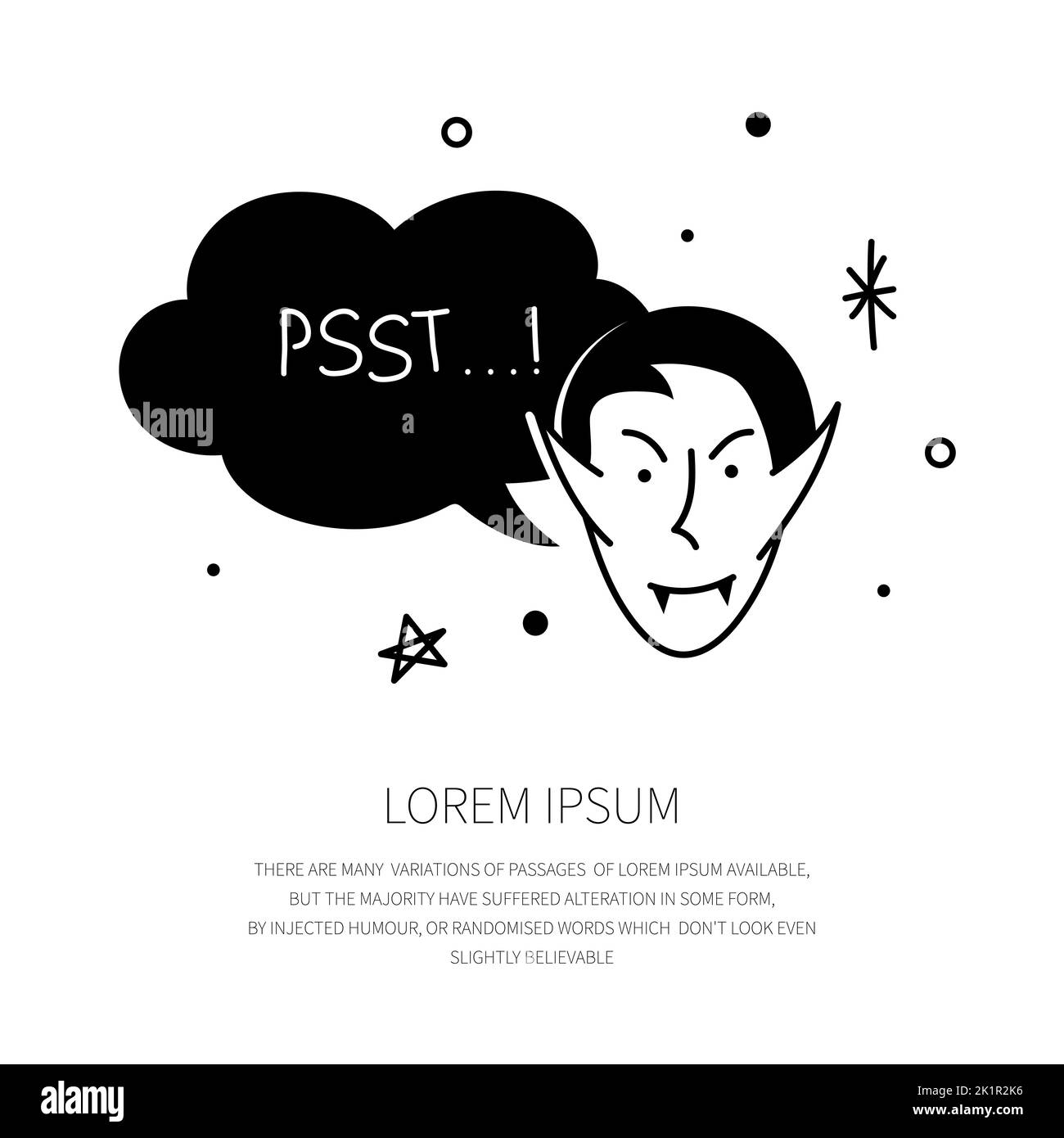 Halloween character vampire with phrase PSST. Vector illustration ...