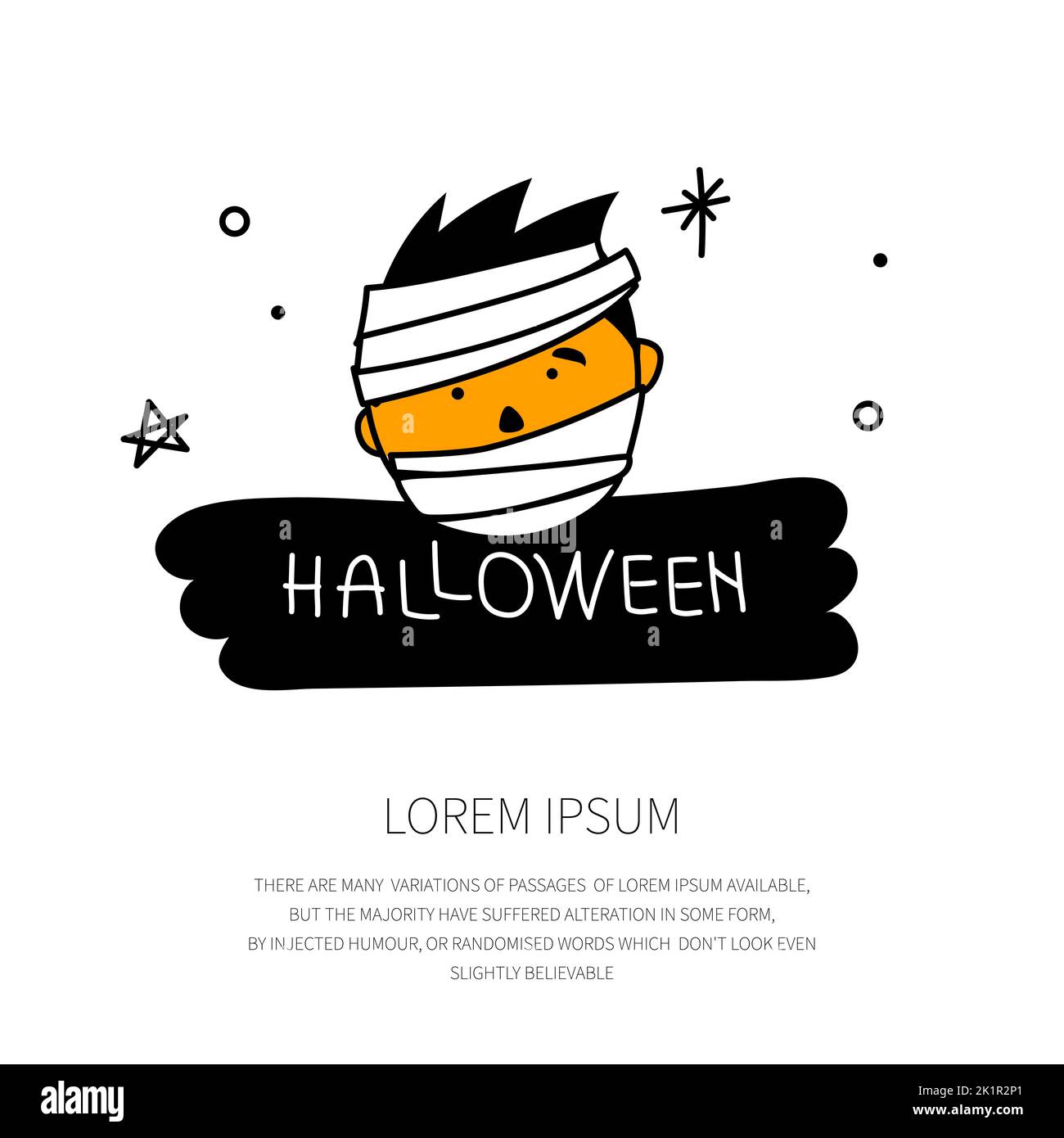 Character mummy monster head with phrase HALLOWEEN for Spooky Season on ...