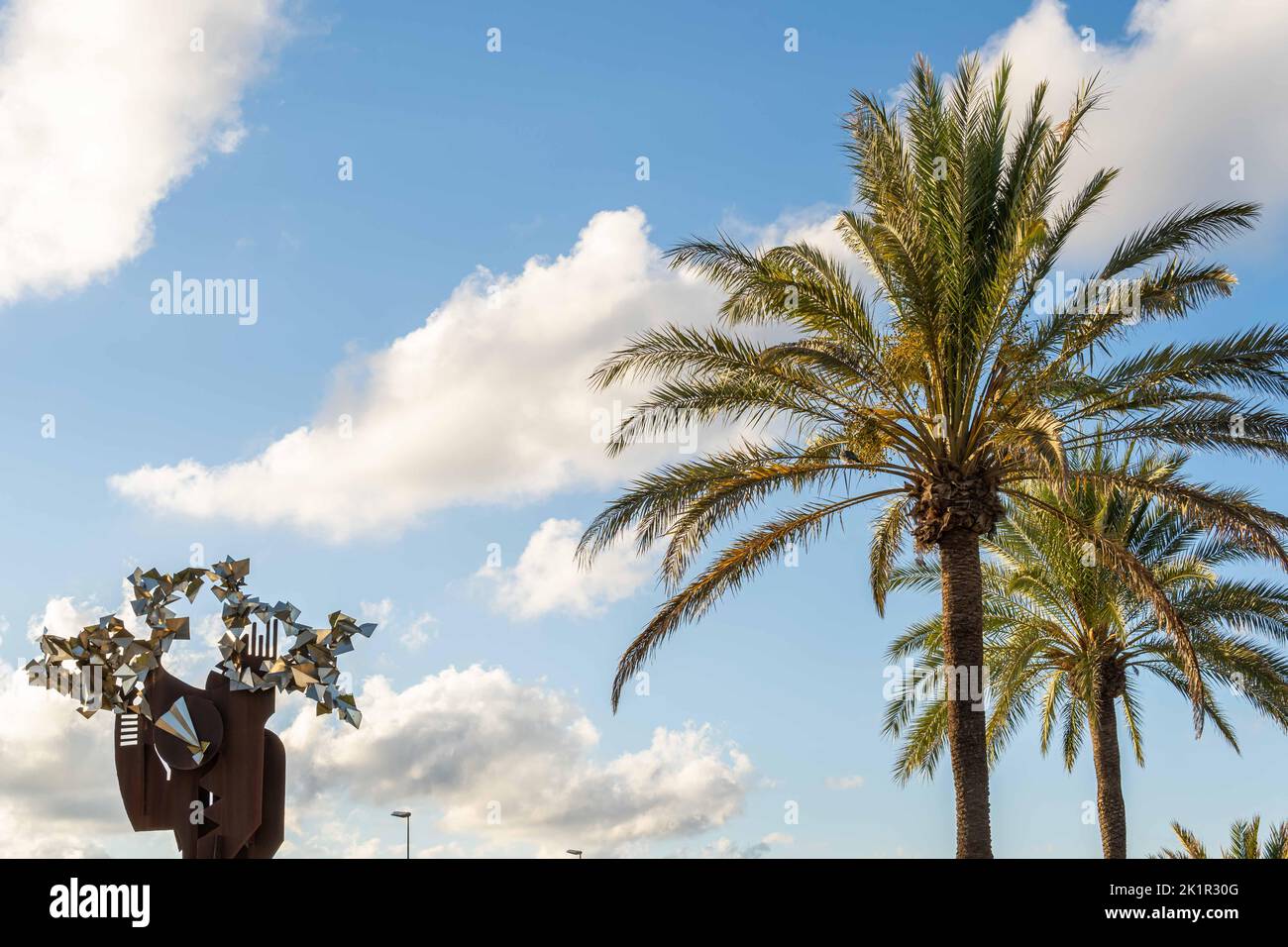Cala d'Or, Spain; september 10 2022: Metal sculpture symbolizing a tree ...
