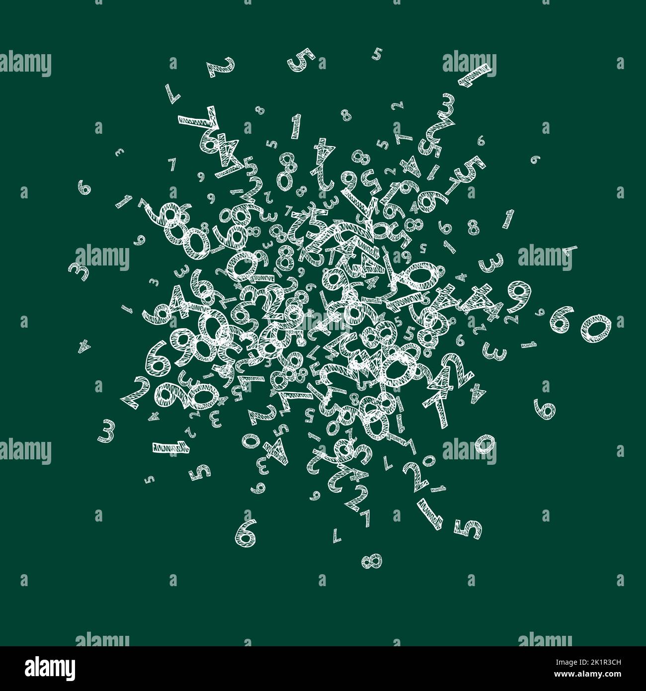 Falling childish chalk numbers. Math study concept with flying digits ...