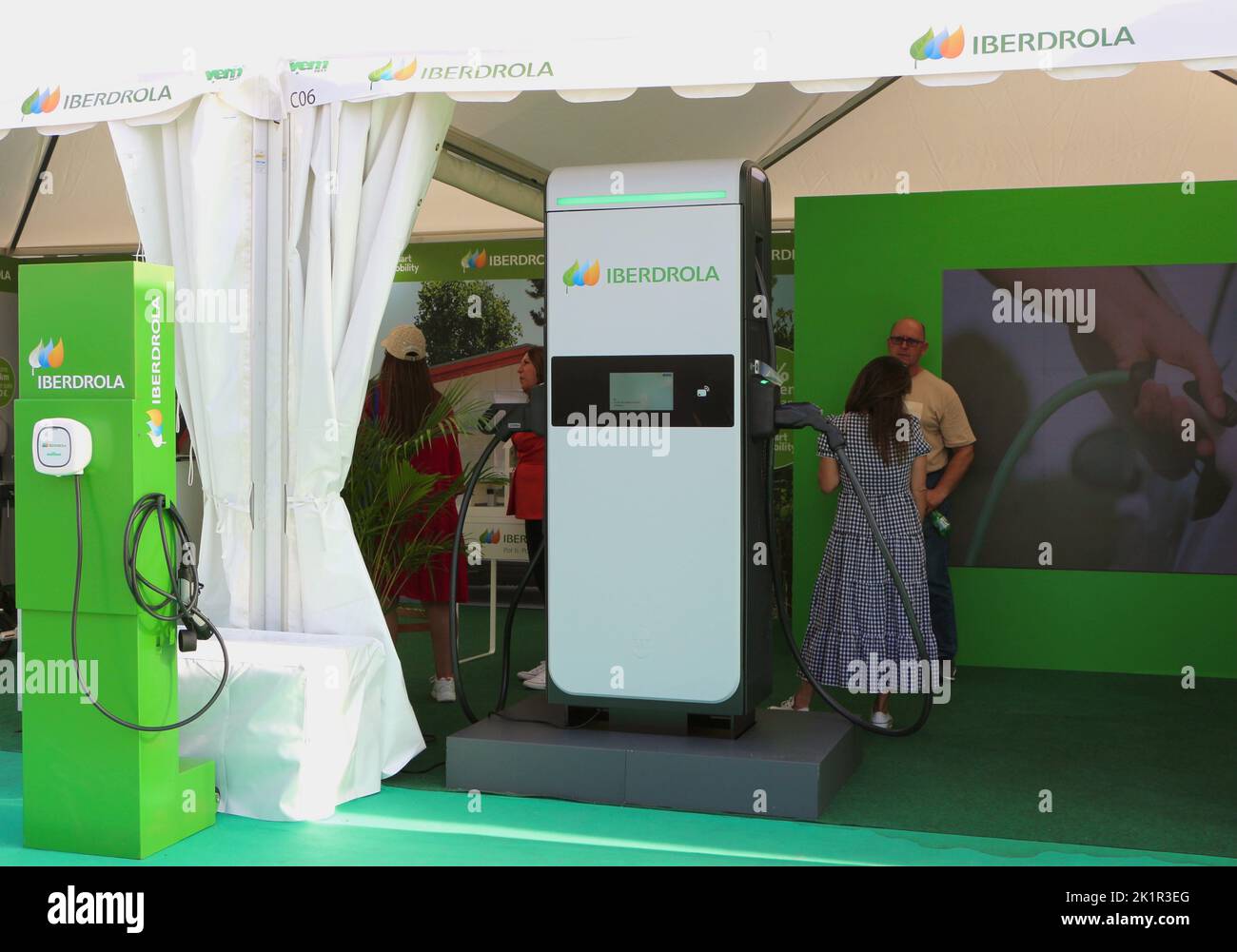 Iberdrola electric charging station exhibition stand marquee at the ...