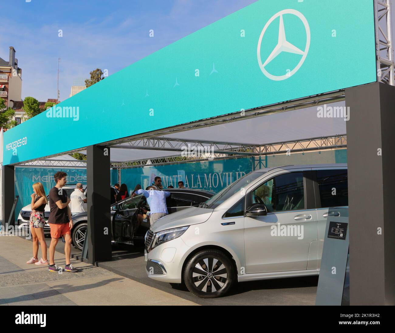 Mercedes-EQ exhibition stand at the Madrid Electric Vehicle Trade Fair ...
