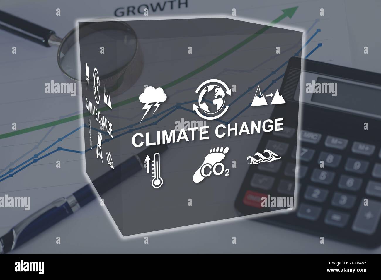 Climate change concept illustrated by a picture on background Stock ...