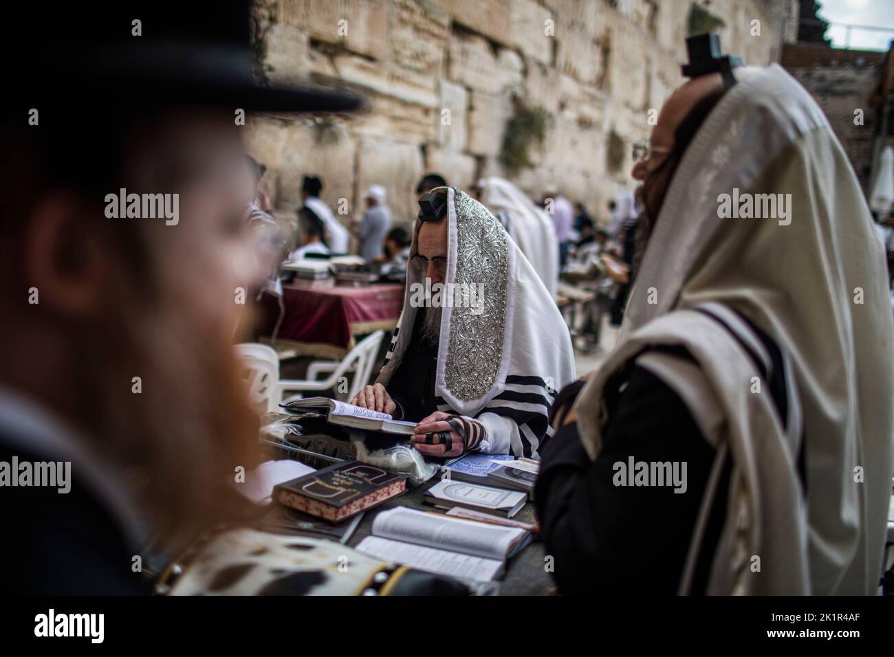 Jerusalem, Israel. 20th Sep, 2022. Ultra Orthodox Jews pray at the ...