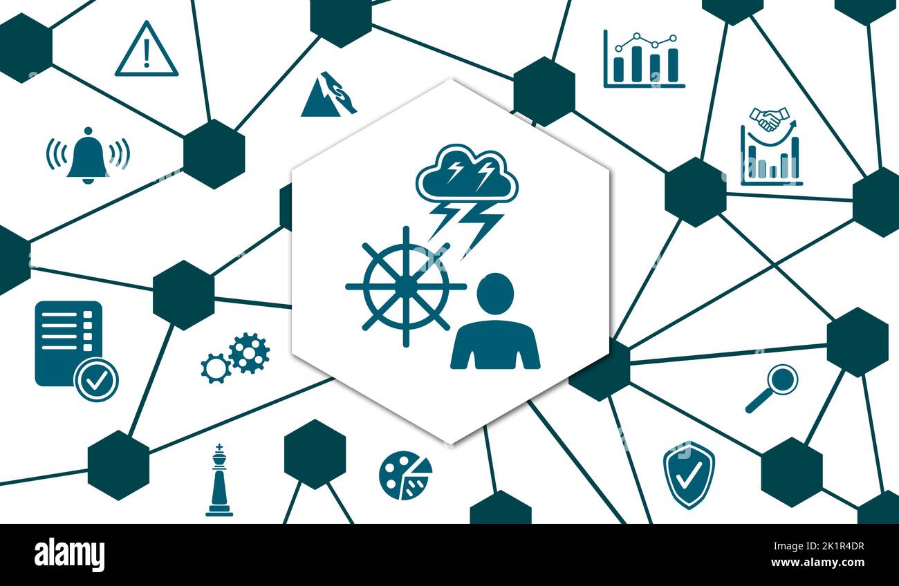 Concept of crisis management with connected icons Stock Photo - Alamy