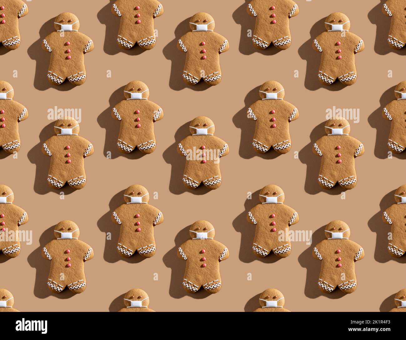 Beige pandemic art background. Seamless pattern. Christmas quarantine ...