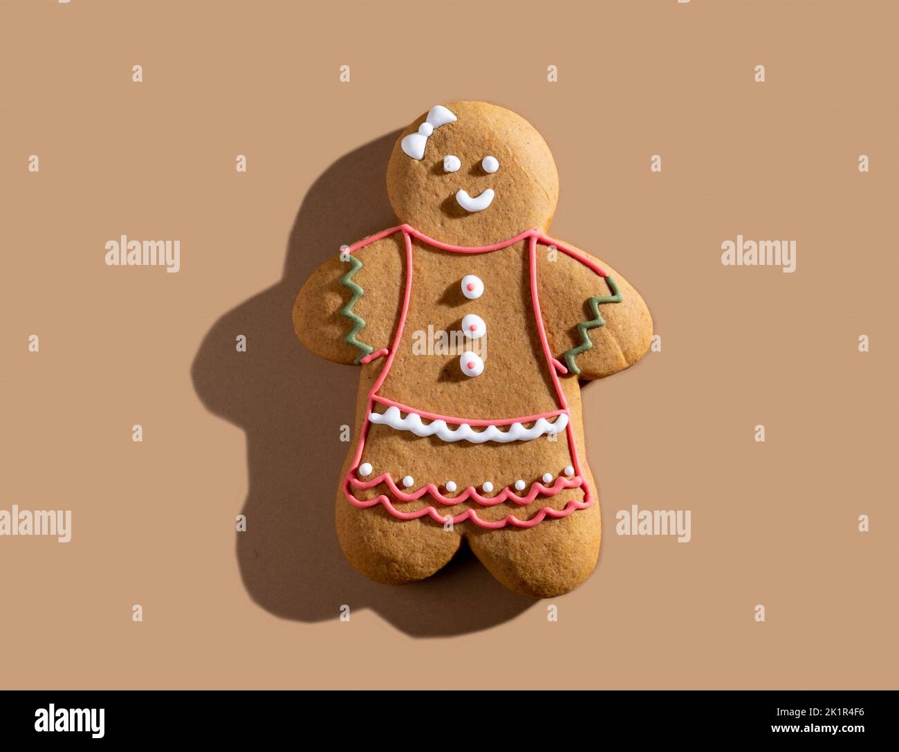 Homemade cookie. Creative bakery food. Holiday dessert ornament. Brown ...