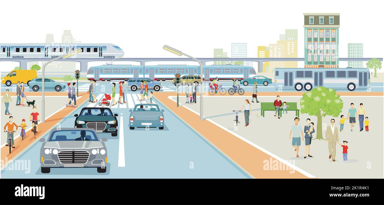 Elevated road rail train cars Stock Vector Images - Alamy