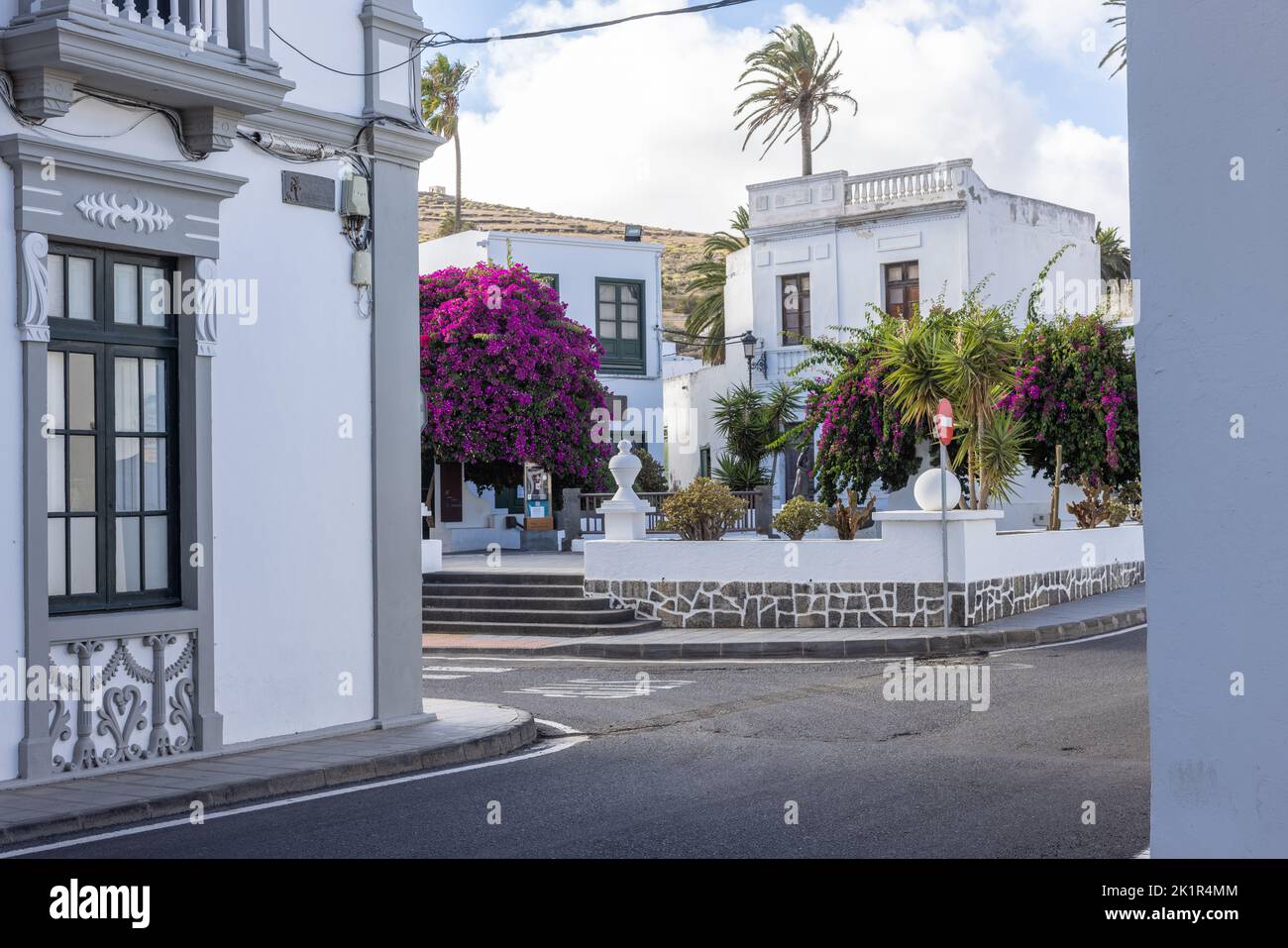 Plaza de la Constitución in Haria, Lanzarote island, Spain Stock Photo ...