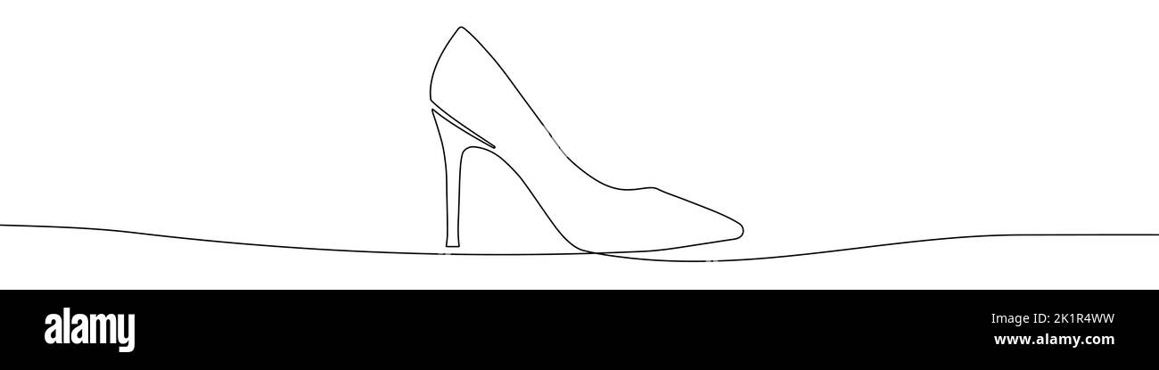 Continuous one line drawing silhouette of women's shoes. The shoes ...