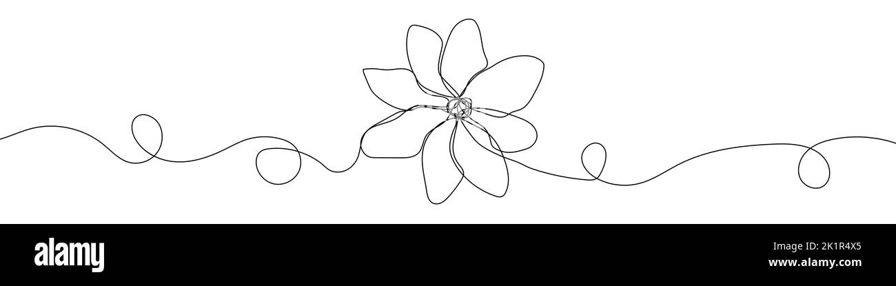 Continuous line drawing of flower. Flower one line icon. One line ...
