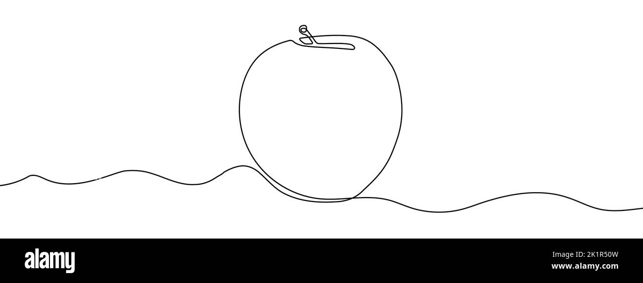 Continuous line drawing of apple. The apple one line icon. One line ...