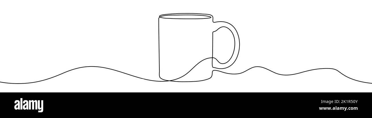 Continuous line drawing of cup. The mug one line icon. One line drawing ...