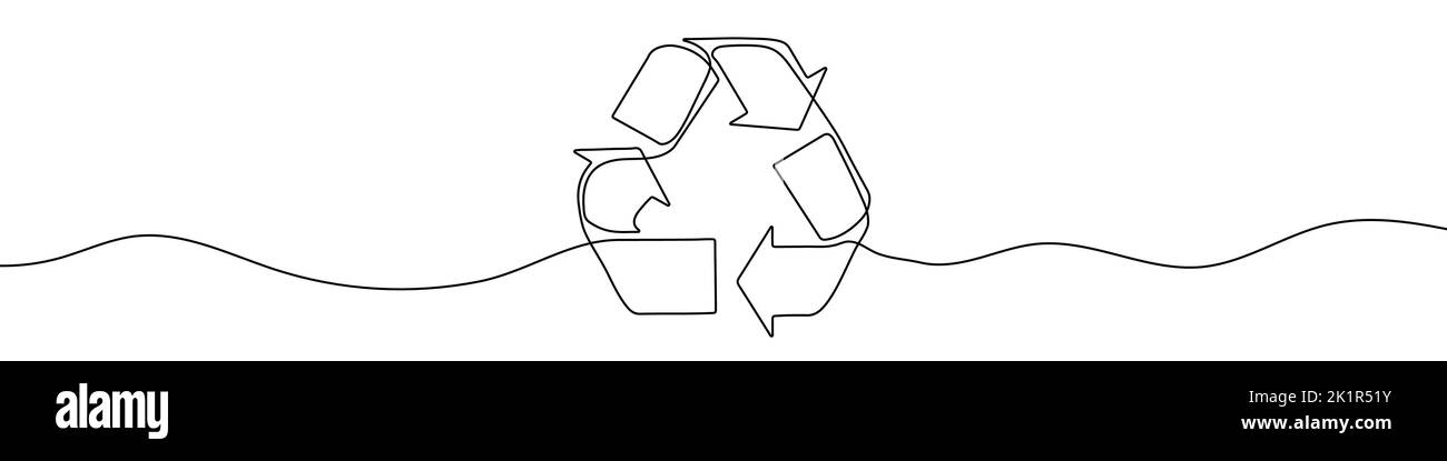 Continuous one line drawing recycling symbol. Recycling linear icon ...