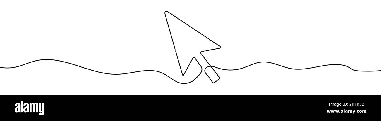 Continuous drawing of cursor arrow. One line icon of cursor arrow. One ...