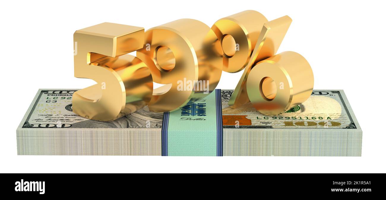 The Number 59% on top of 100 Dollar bills Stock Photo - Alamy