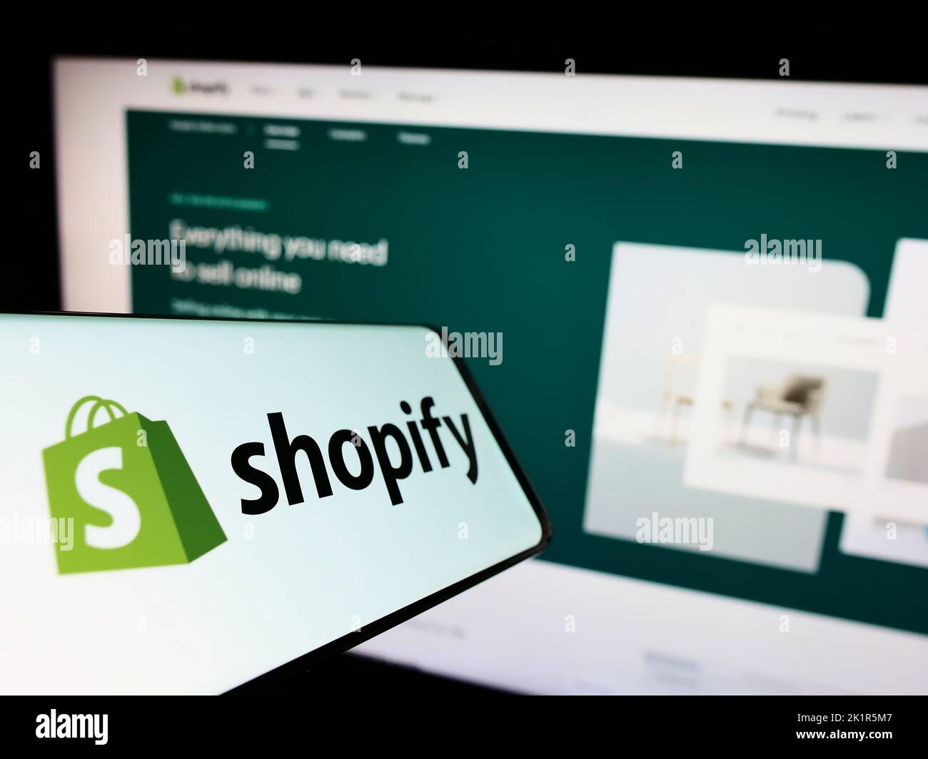 Mobile phone with logo of Canadian e-commerce company Shopify Inc. on ...