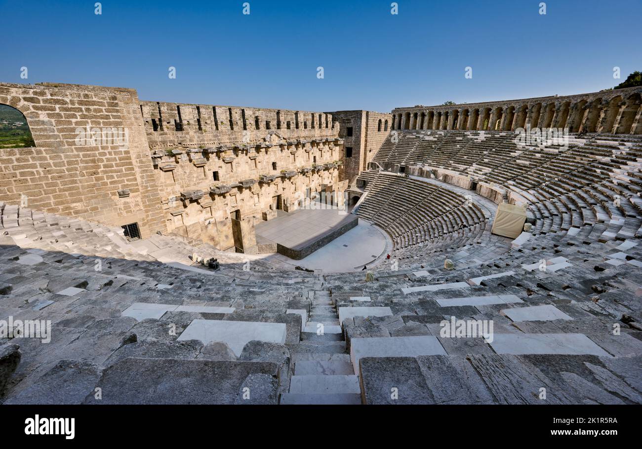 The ancient Roman Theatre of Aspendos, Aspendos Ancient City, Antalya ...