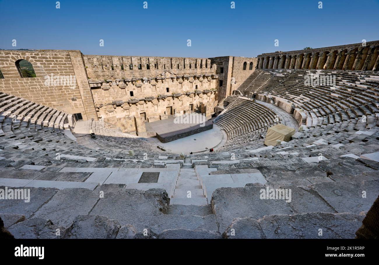 The ancient Roman Theatre of Aspendos, Aspendos Ancient City, Antalya ...
